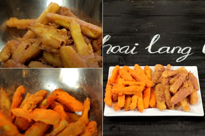 Cách làm khoai lang lắc xí muội với bột phô mai chiên giòn